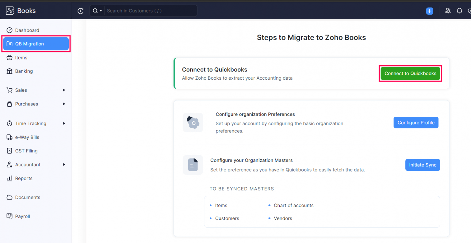 Migrate From QuickBooks Into Zoho Books